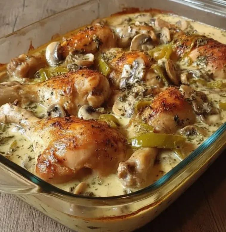 Creamy Baked Chicken with Mushrooms and Peppers A Comforting One Pan ...
